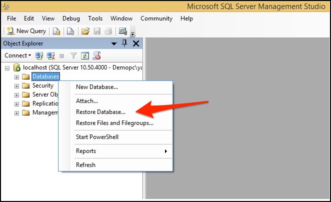 How To Restore a Microsoft SQL Database Backup Using SQL Server Management Studio - Diadem ...